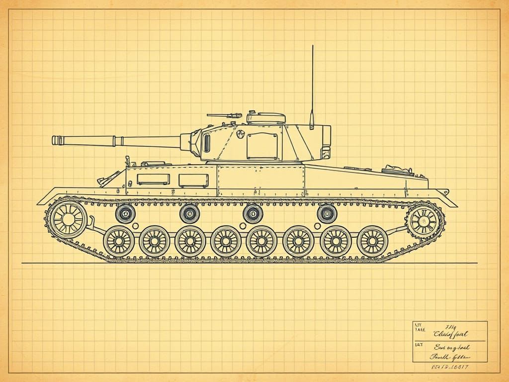 Vintage Engineering Blueprint of a Tank in Crisp D... - AI Art