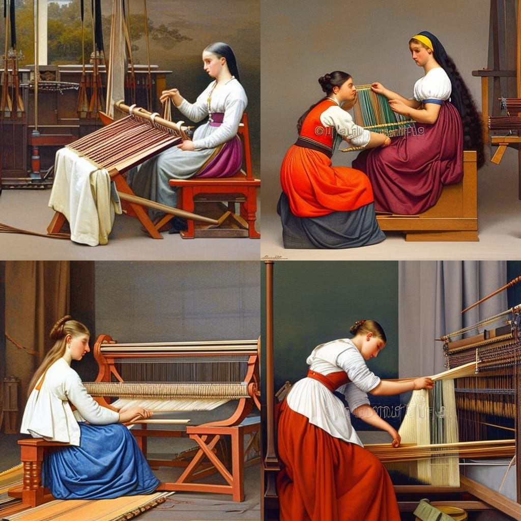 Click-Clack the loom speaks, The shuttle moves with grace while Weaving ...