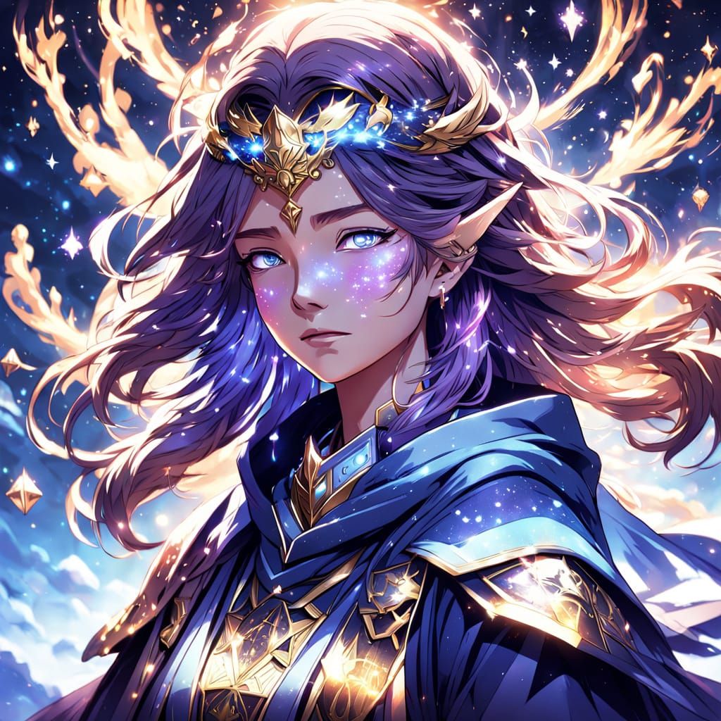 Cosmic Fantasy Empress Radiates Galactic Splendor - AI Art
