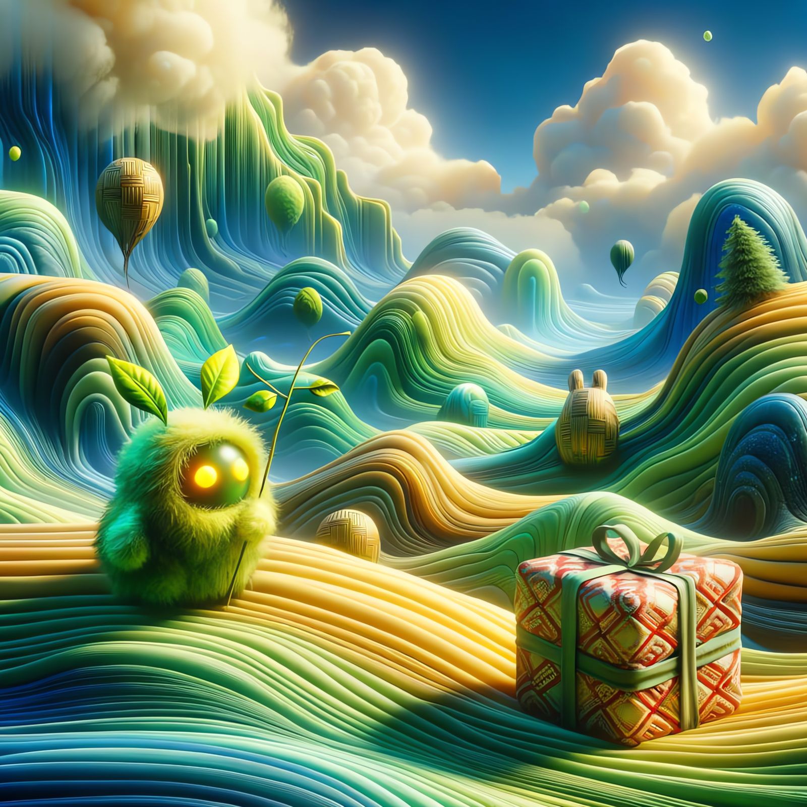 Surreal Dreamworld with Radiant Creatures and Abst... - AI Art