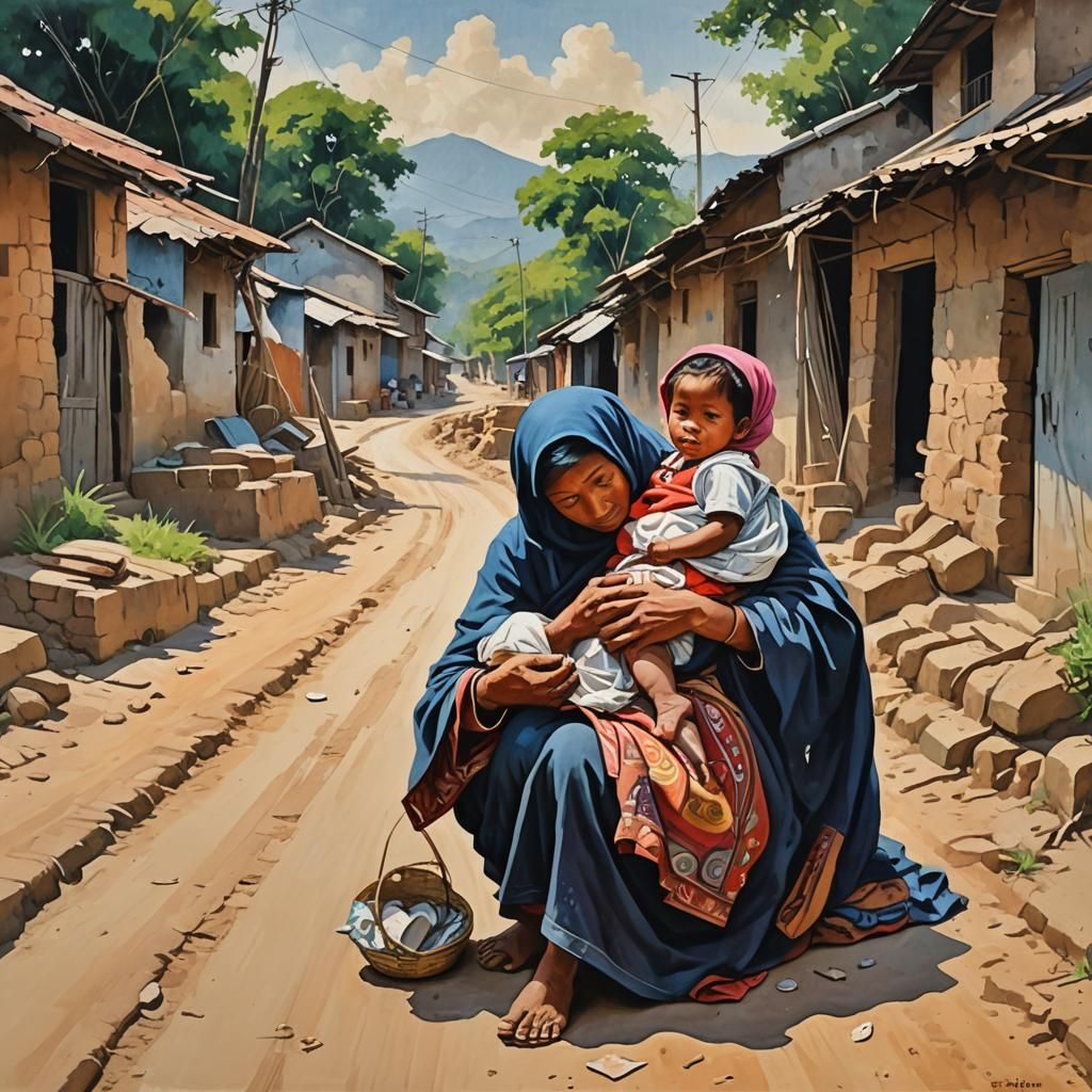 A loving poor mother - AI Generated Artwork - NightCafe Creator