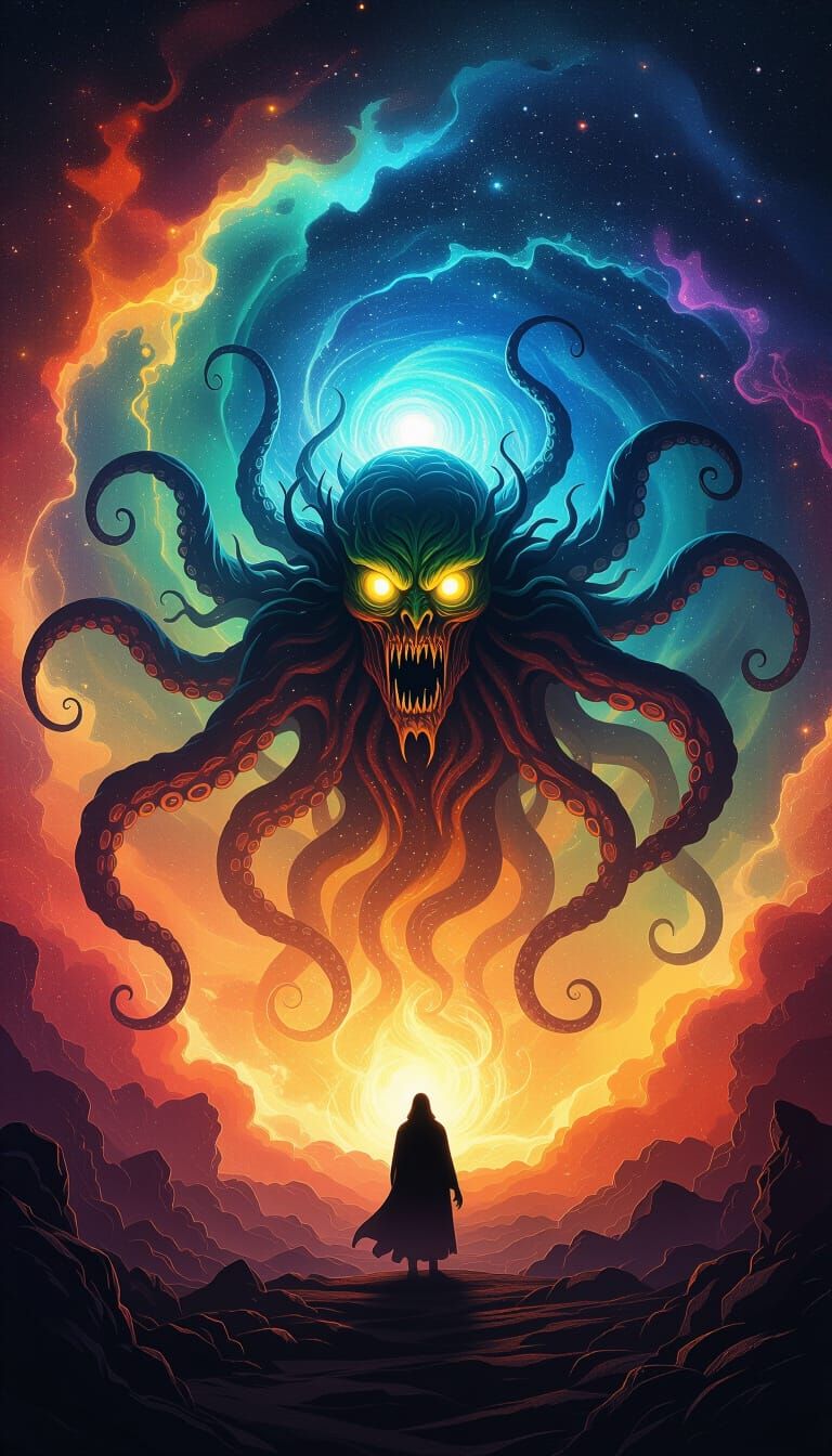 Cosmic Horror Emerges from Stardust Vortex - AI Art