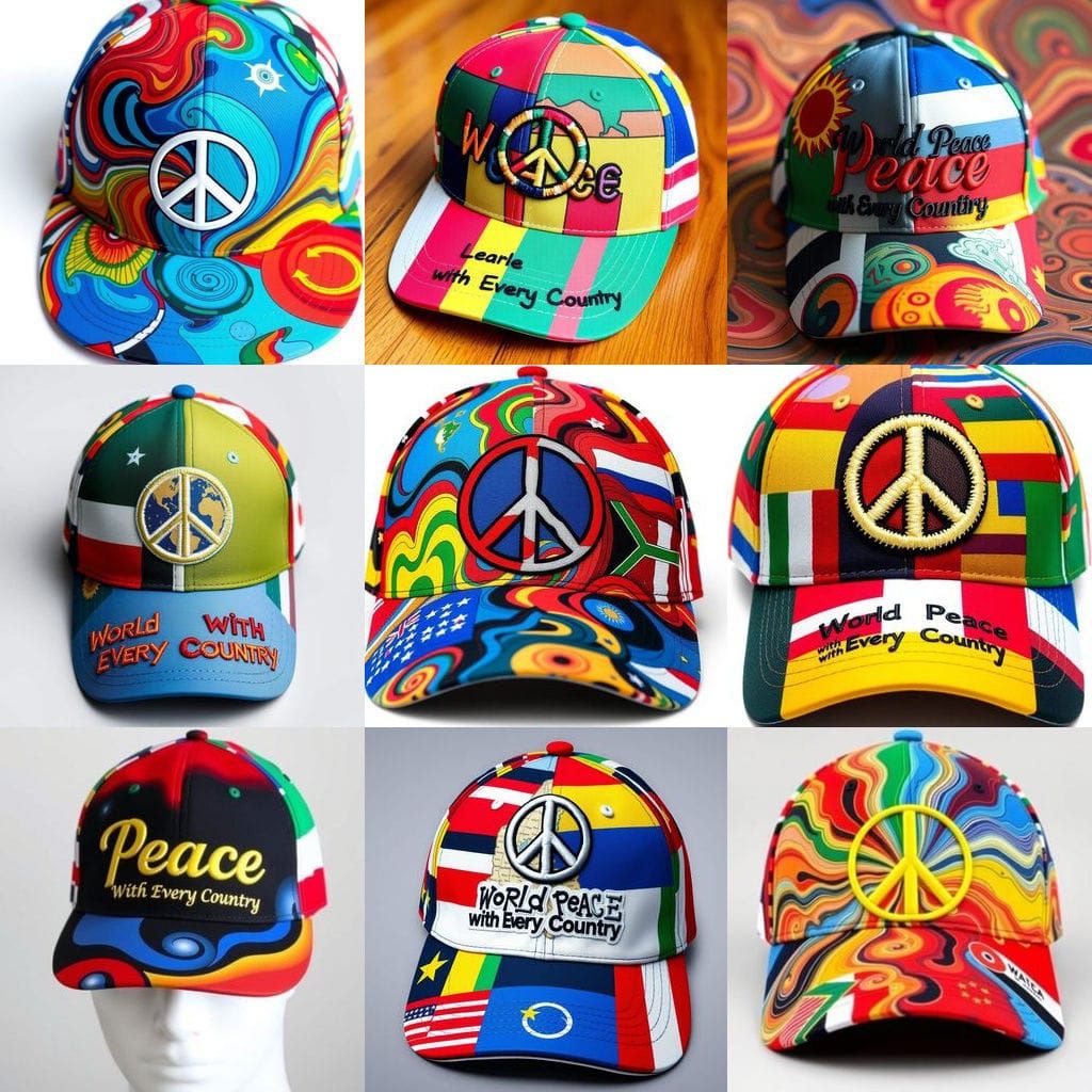 Global Unity Baseball Hat with Every Country's Fla... - AI Art