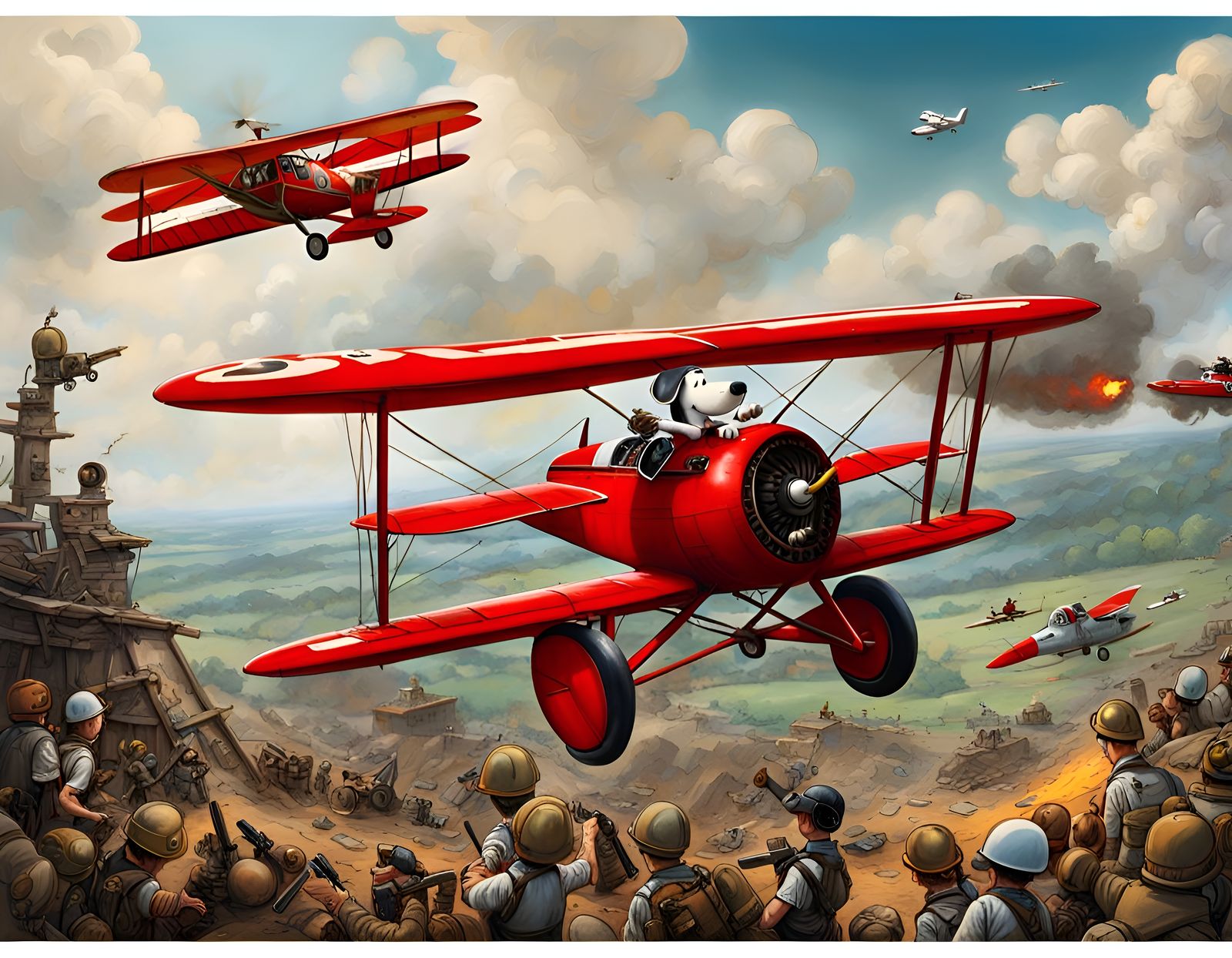"Snoopy" Vs the "Red Baron" realistic air battle between Snoopy and ...