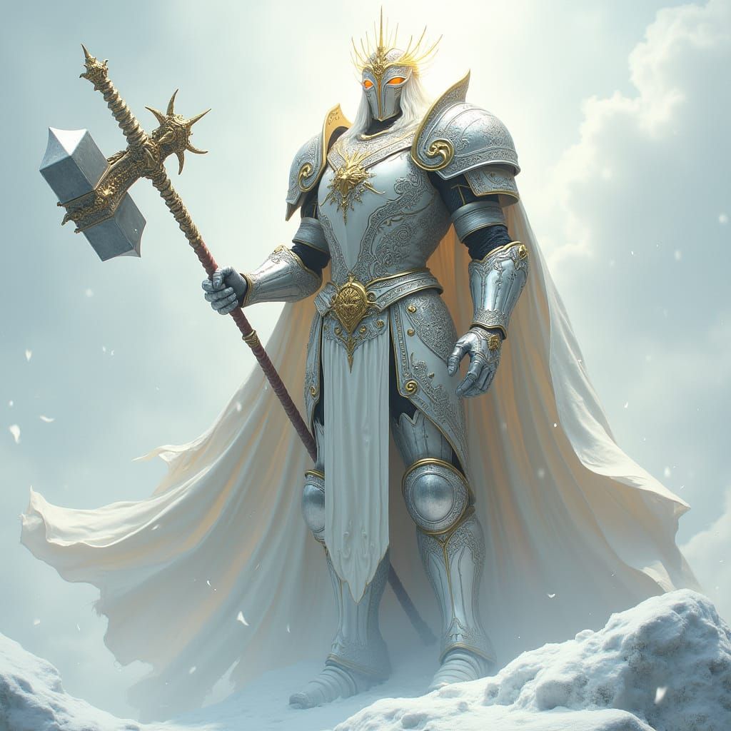 God of War in White Plate Armor - AI Art