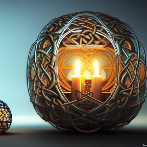 Celtic sphere terrarium candles - AI Generated Artwork - NightCafe Creator