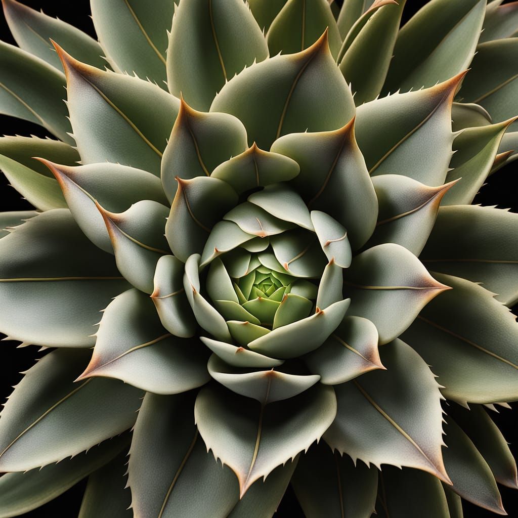 Aloë polyphylla plant seen from above with the focus on the fractal ...