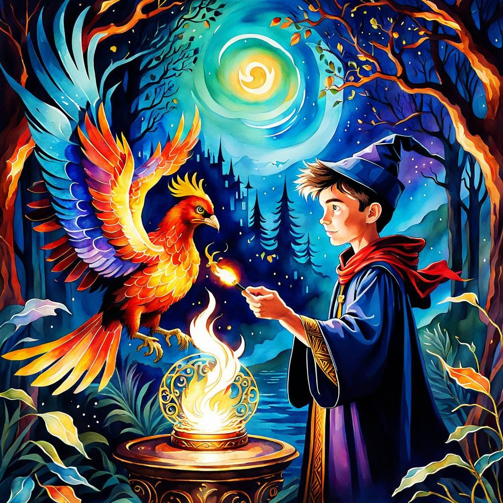Just a Wizard and his Phoenix - AI Generated Artwork - NightCafe Creator