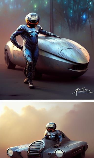 Elaborate intricate superhero helmet misty beauty, concept rocketcar ...