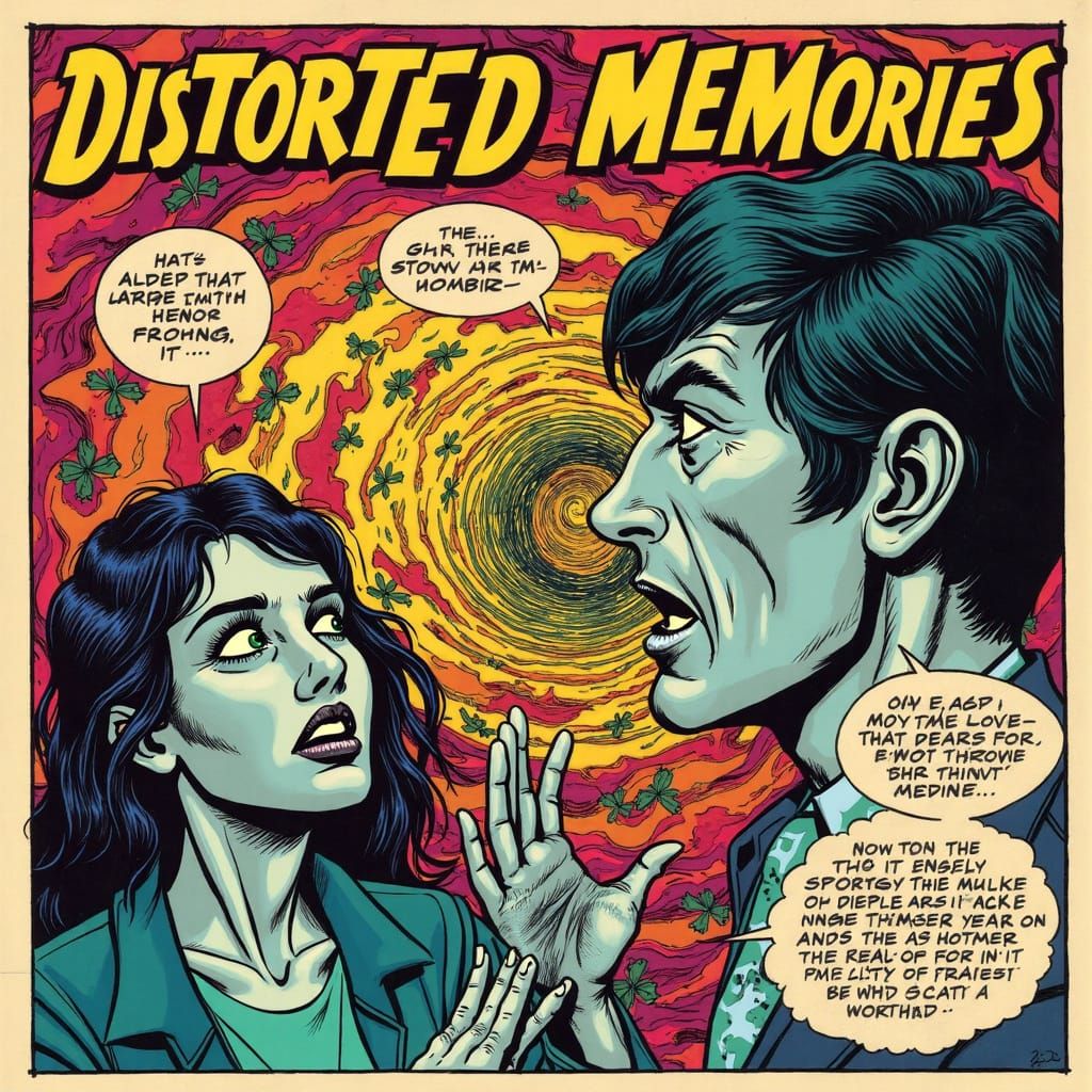 Retro-Futuristic Comic Book Panel in Psychedelic C... - AI Art