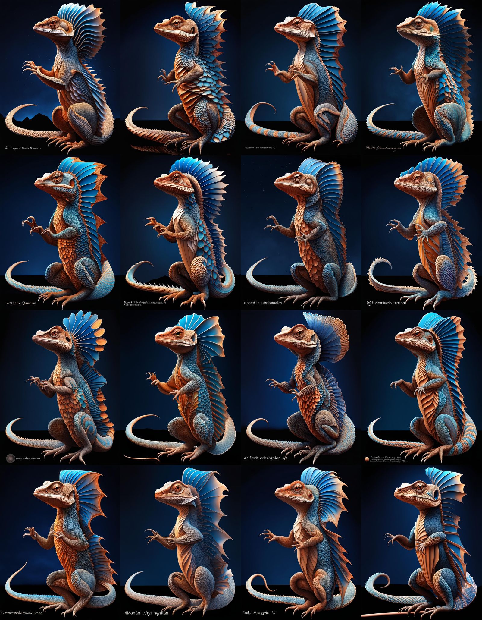 Majestic Frilled Neck Lizard Amidst Vortex of Uluru's Energy