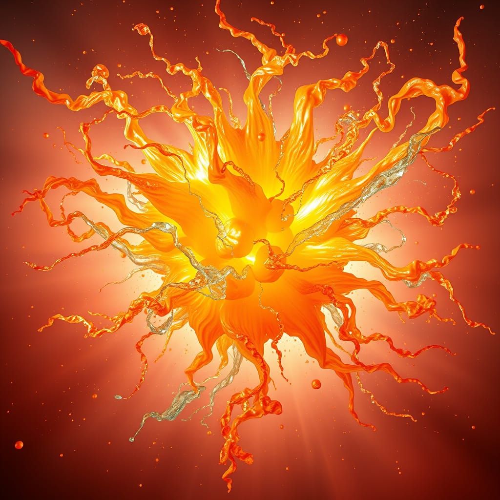 Vibrant Grapefruit Pulp Explodes into Celestial Vo... - AI Art