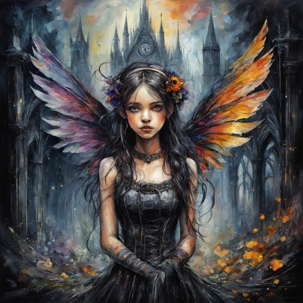 Fairies - Whimsical Gothic Fairy in Distressed Masterpiece