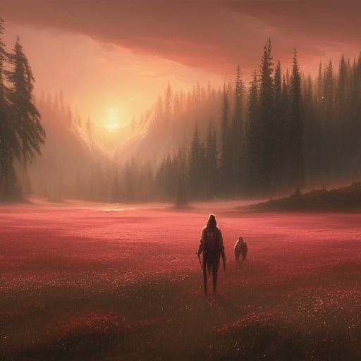 The Red Meadow - AI Generated Artwork - NightCafe Creator