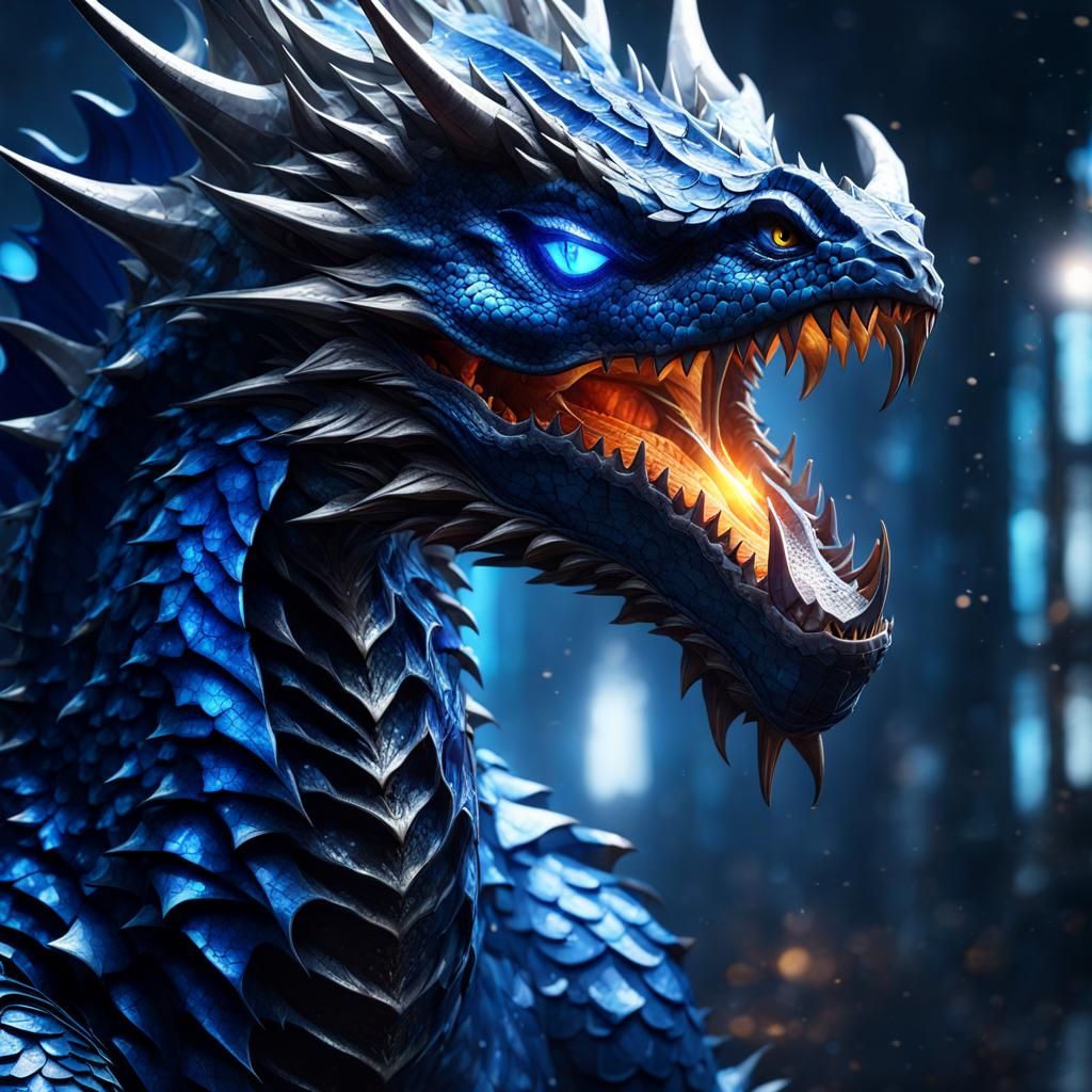 Ultra-high definition of a stunningly beautiful cobalt blue armored ...