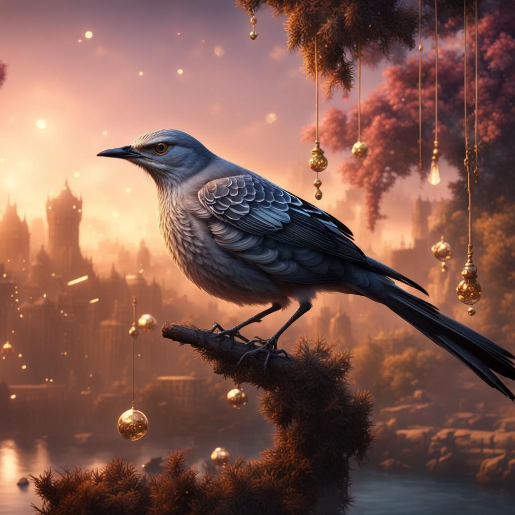 A beautiful sparkling mockingbird - AI Generated Artwork - NightCafe Creator