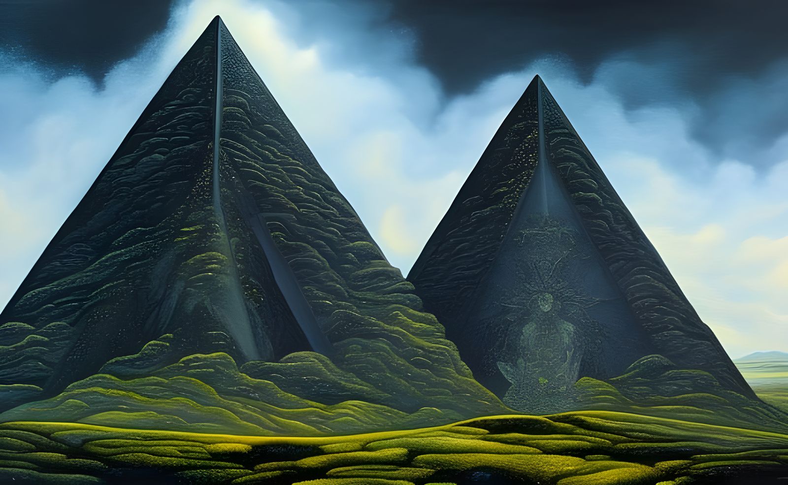 Lovecraftian pyramid monument. Eviscerating god. Oil on canvas ...