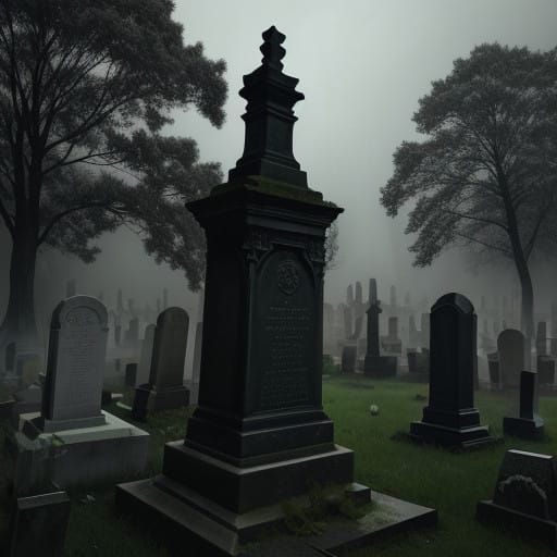 Spectral Entity in Haunted Cemetery Scene - AI Art