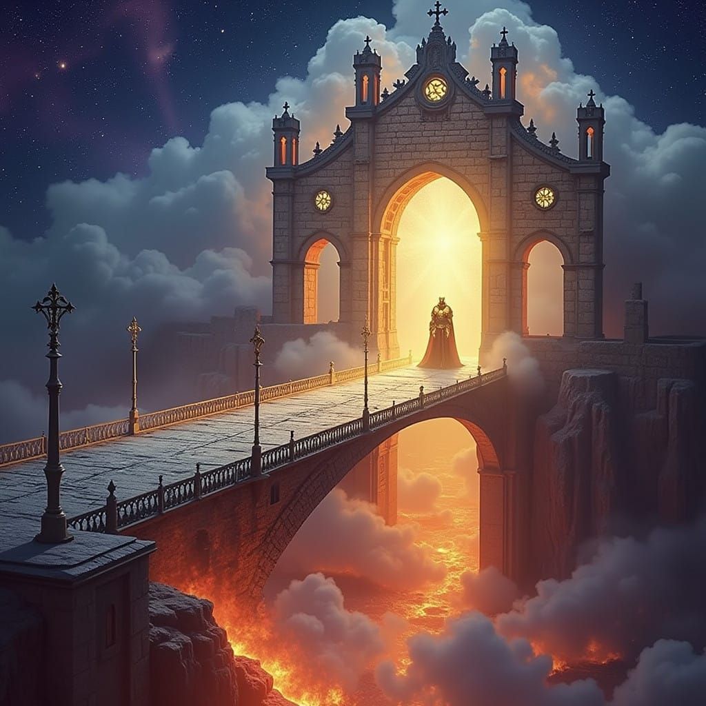 Divine Rivalry on the Ethereal Bridge - AI Art