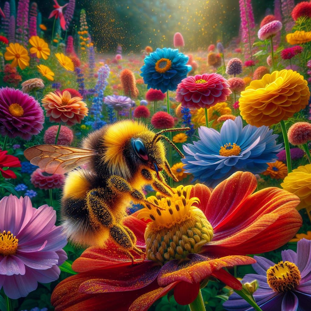 Bumblebee pollinating - AI Generated Artwork - NightCafe Creator