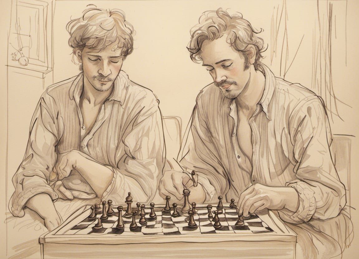 Two brothers playing chess - AI Generated Artwork - NightCafe Creator