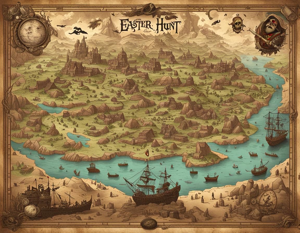 Easter egg hunt map - AI Generated Artwork - NightCafe Creator