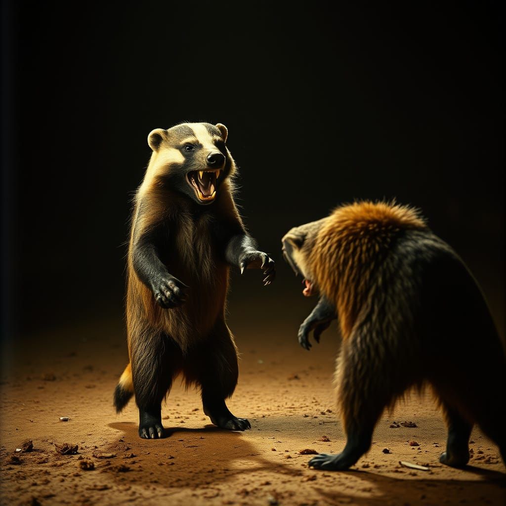honey badger fight - Fierce Honey Badger Confrontation in Ru...