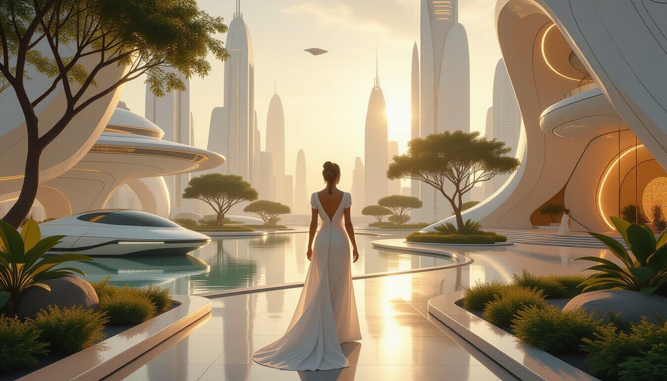 Utopic Future Cityscape in Frutiger Aero Style - AI Art