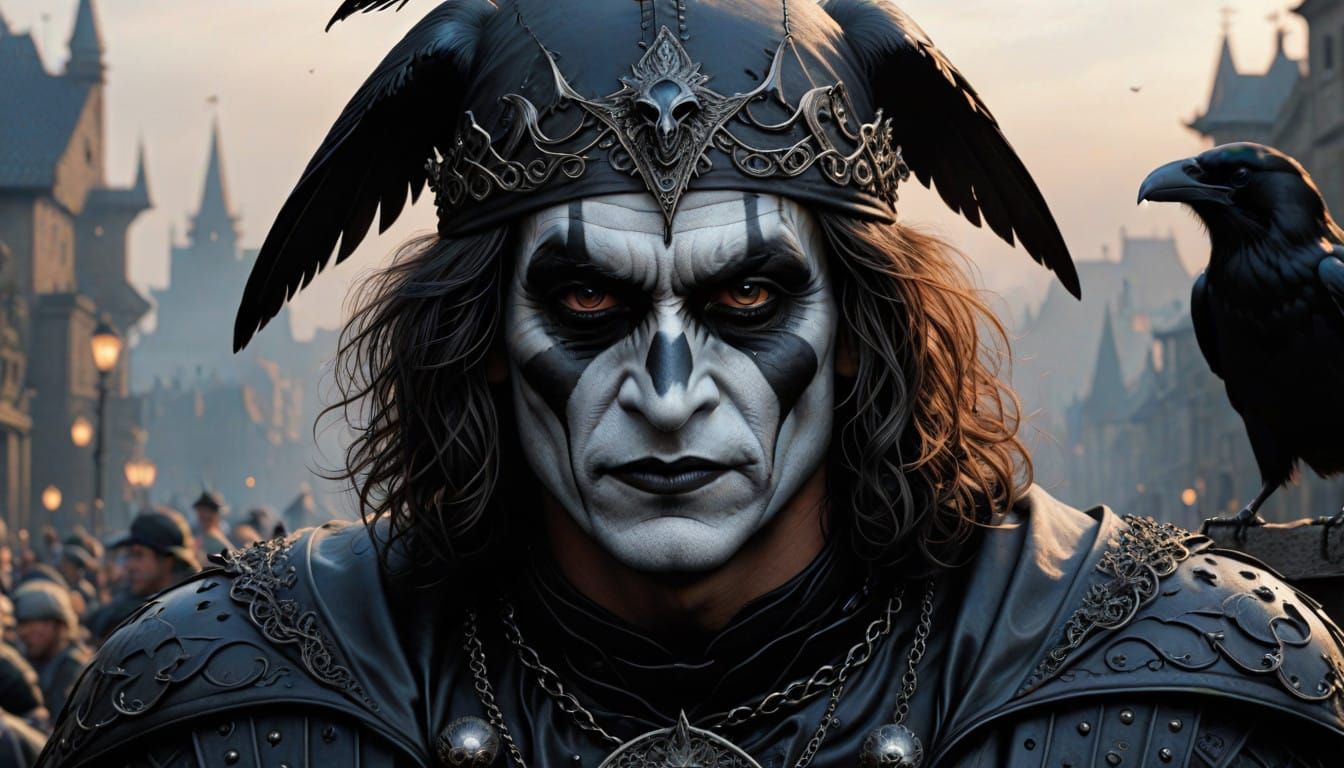 Hyperrealistic Jester in Crow-Inspired Art - AI Art