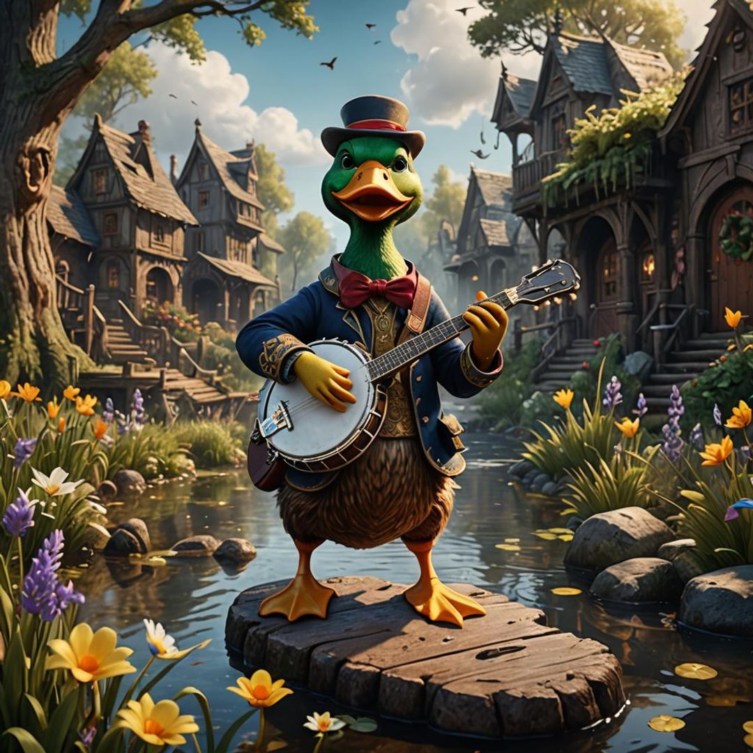 a duck playing banjo - AI Generated Artwork - NightCafe Creator