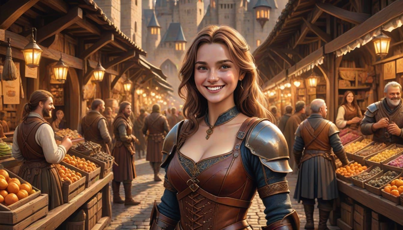 Alissa in the Market (5) - Medieval Comic Book Art of a Woma...