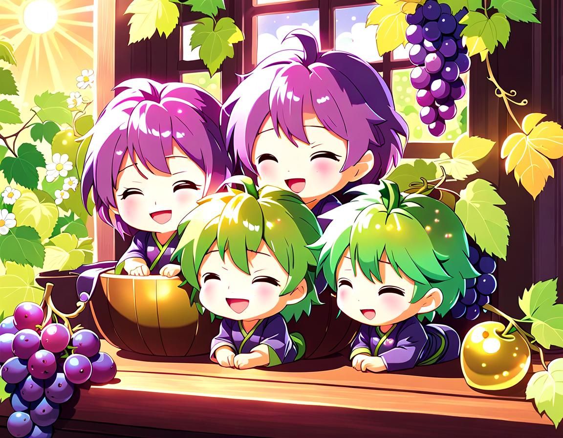 Grape Season - chibi - AI Generated Artwork - NightCafe Creator