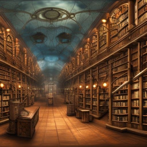 Steampunk Library - AI Generated Artwork - NightCafe Creator