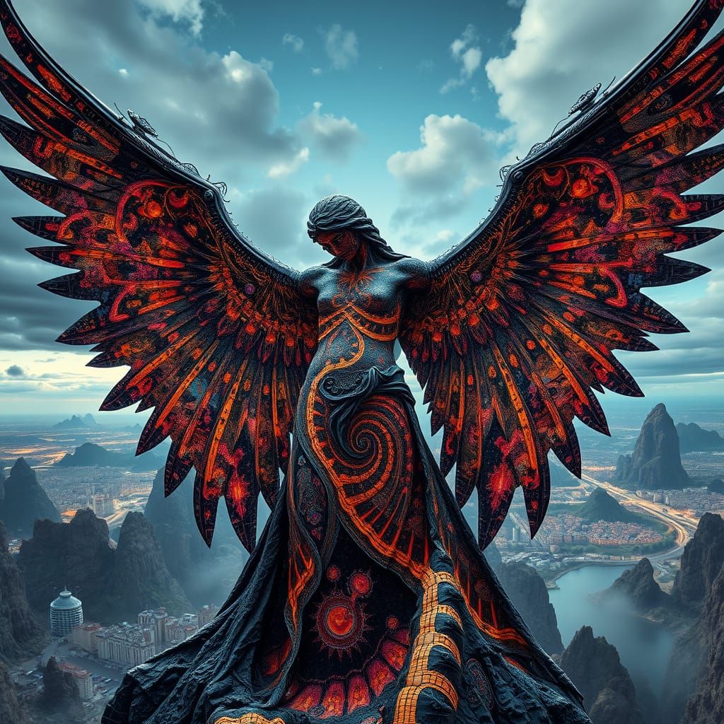 fallen angel 0 - Ethereal Fallen Angel in Cosmic Glass