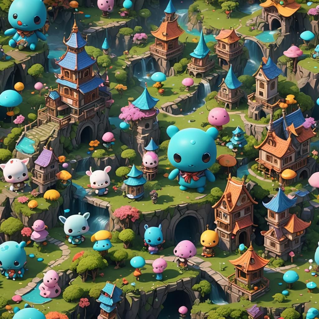 Cute kawaii playing - AI Generated Artwork - NightCafe Creator