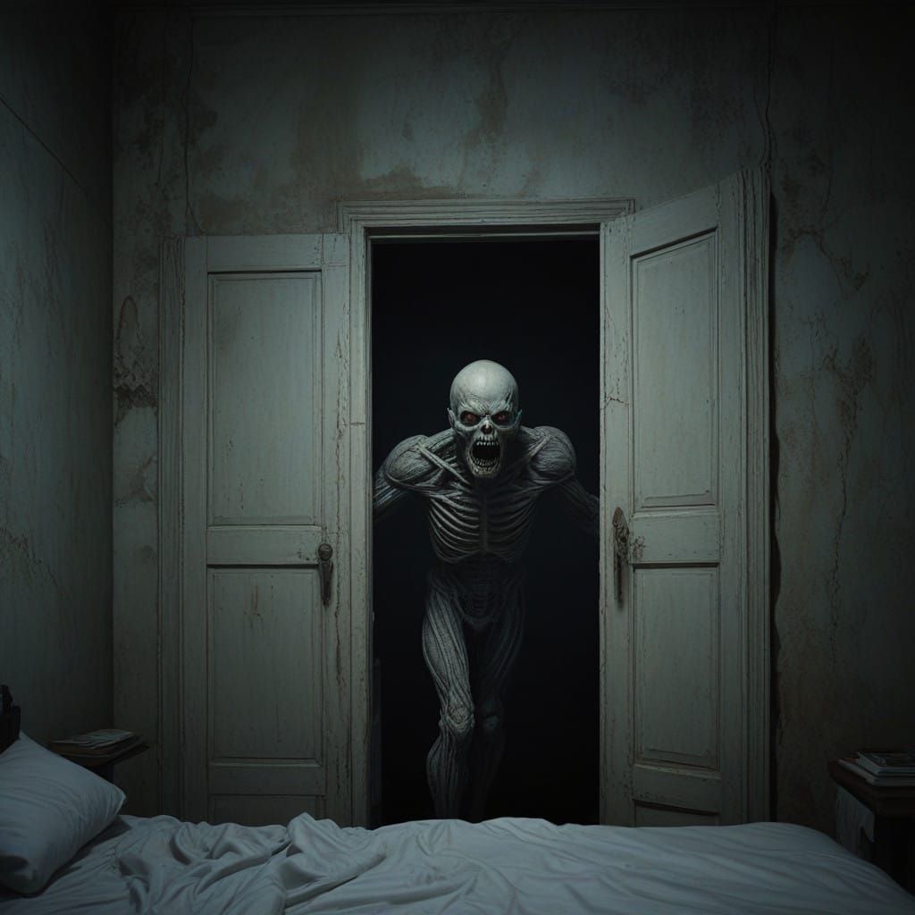 Ultrarealistic Sleep Paralysis Demon Emerging from... - AI Art