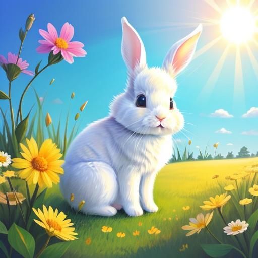 Spring Rabbit in the sun - AI Generated Artwork - NightCafe Creator