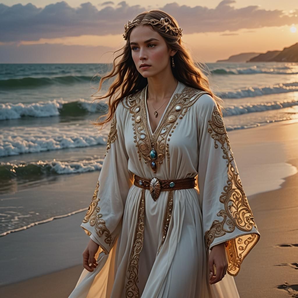 Elven Woman On the Seashore - AI Generated Artwork - NightCafe Creator