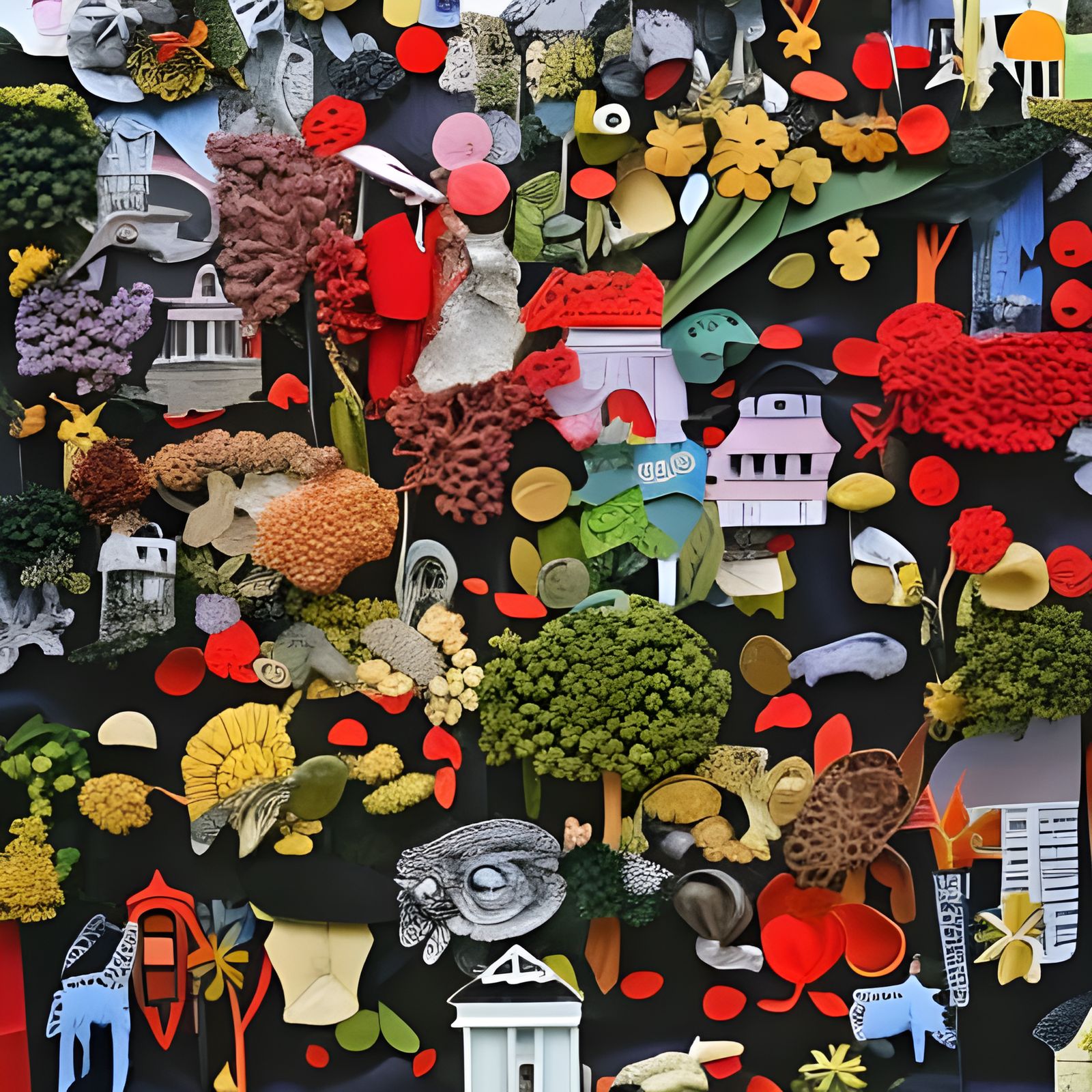 full collage made using extremely varyingly arranged art museum image ...