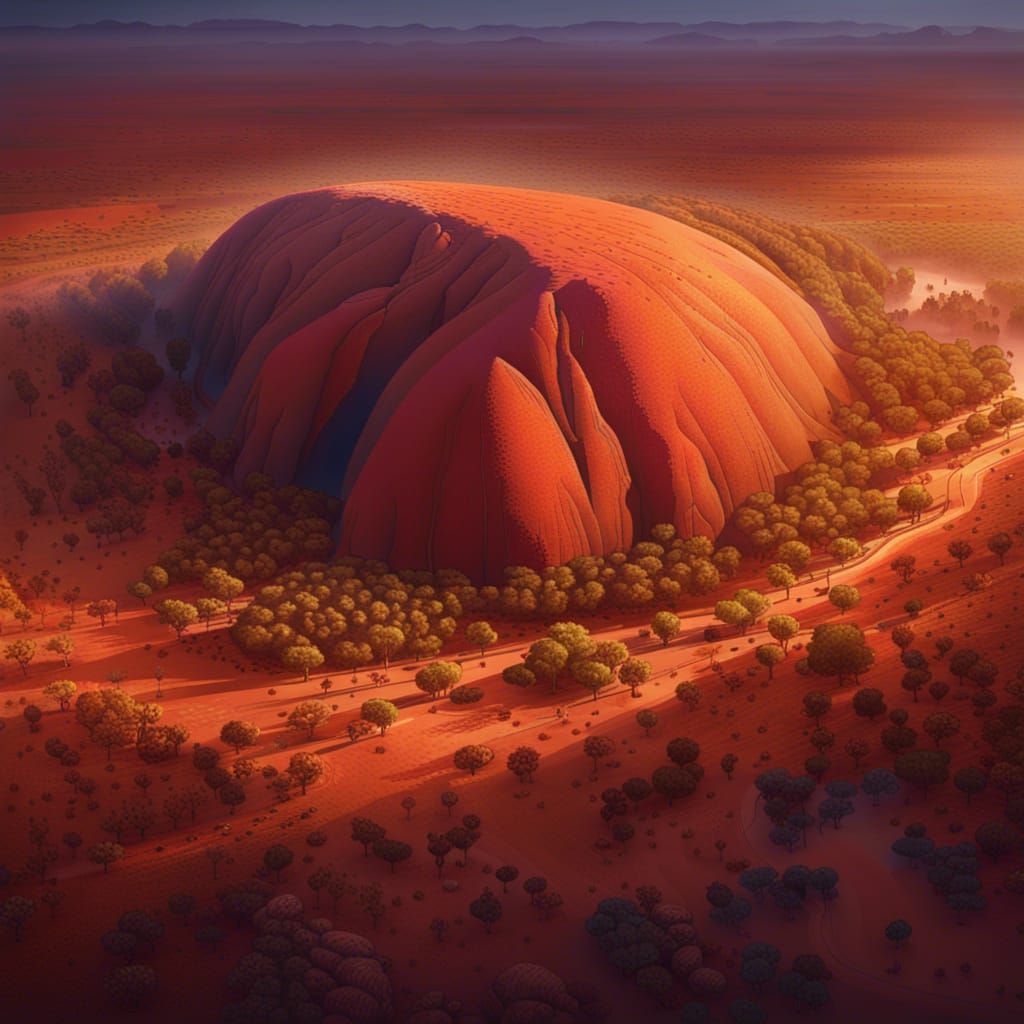 The sacred dawn of Uluru - AI Generated Artwork - NightCafe Creator