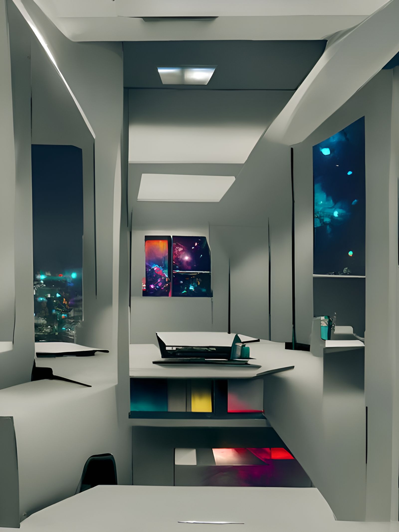 Liminal office space: cubicle 21 has decorative posters to keep ...