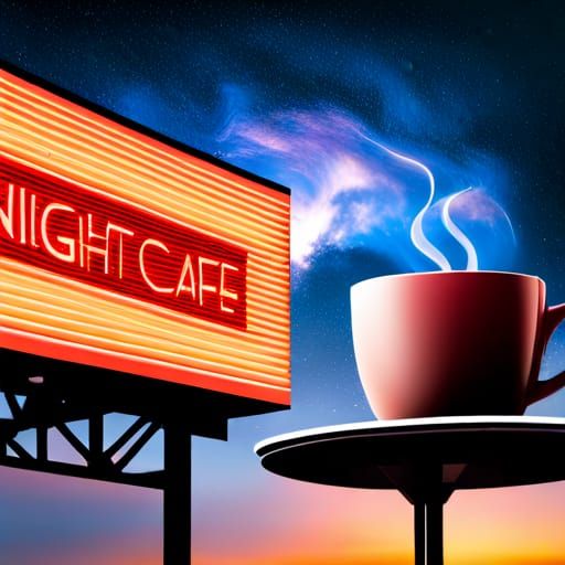 Coffee Cup Night Cafe Billboard - AI Generated Artwork - NightCafe Creator