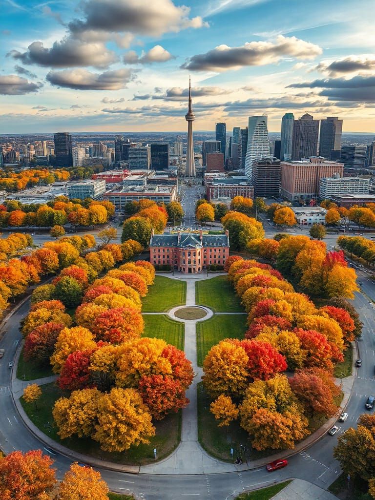 downtown Toronto - Toronto Autumn Skyline in a Digital Pain...