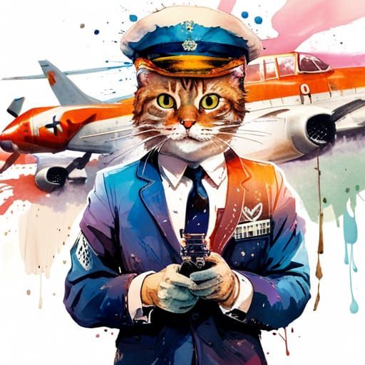 Pilot Cat - AI Generated Artwork - NightCafe Creator