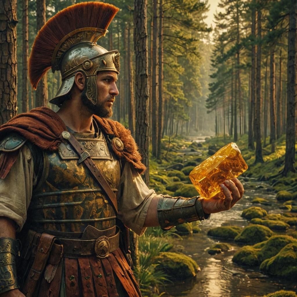 Photography Roman merchant with a lump of amber and his guard of ...