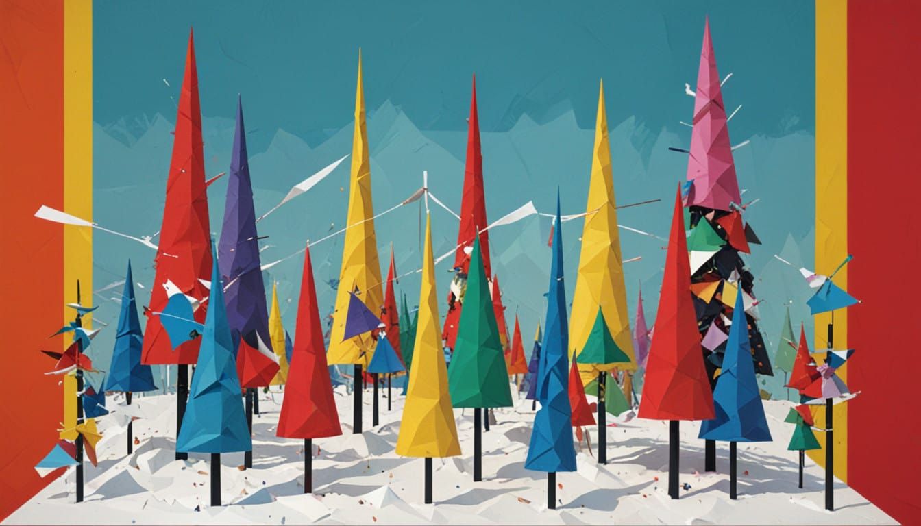 Low Poly Festivus Celebration in Bold Mixed Media - AI Art