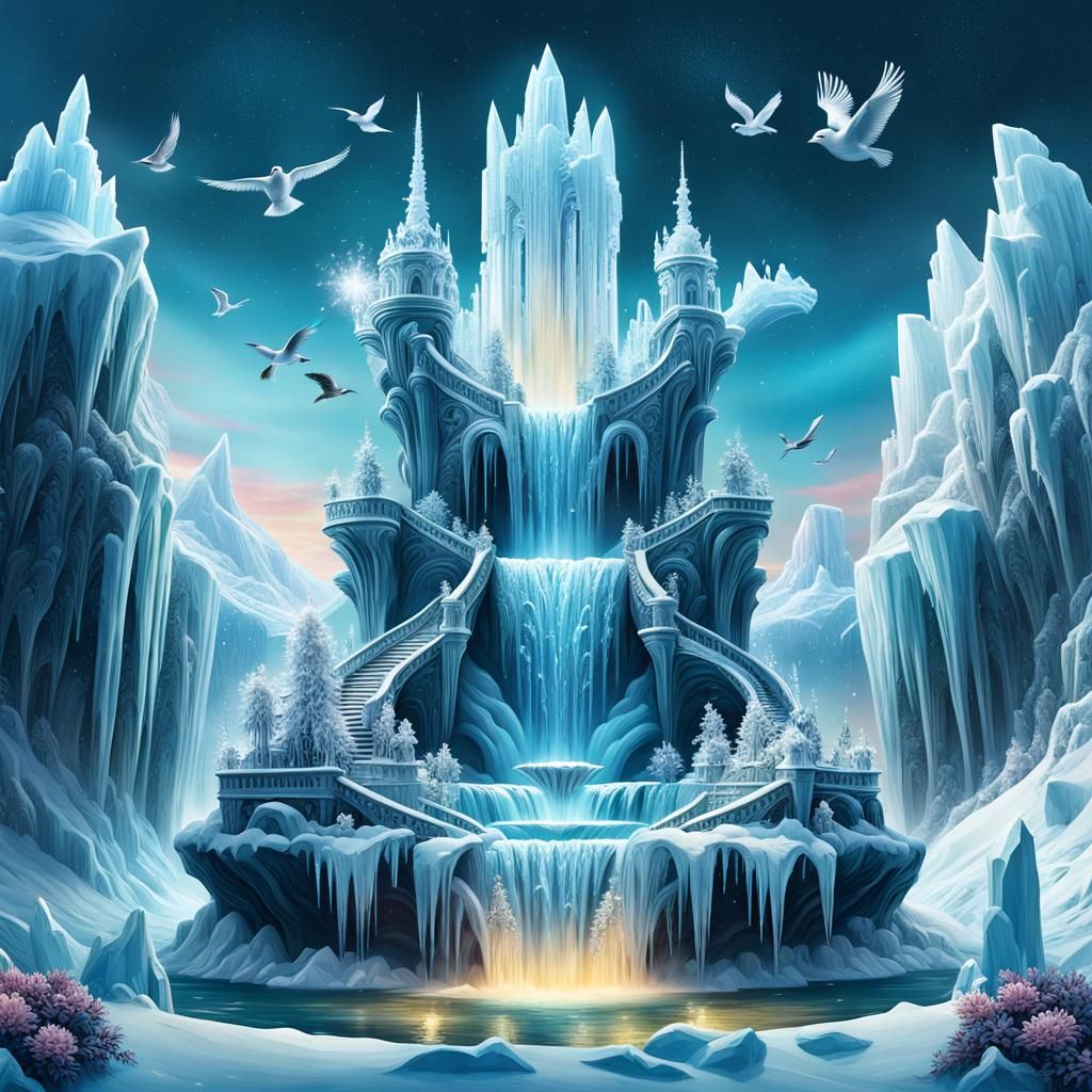Ледяной водопад - AI Generated Artwork - NightCafe Creator