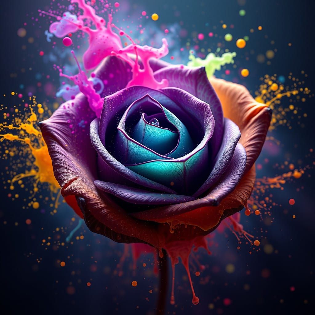 sprinkled in the color splash shape of a rose