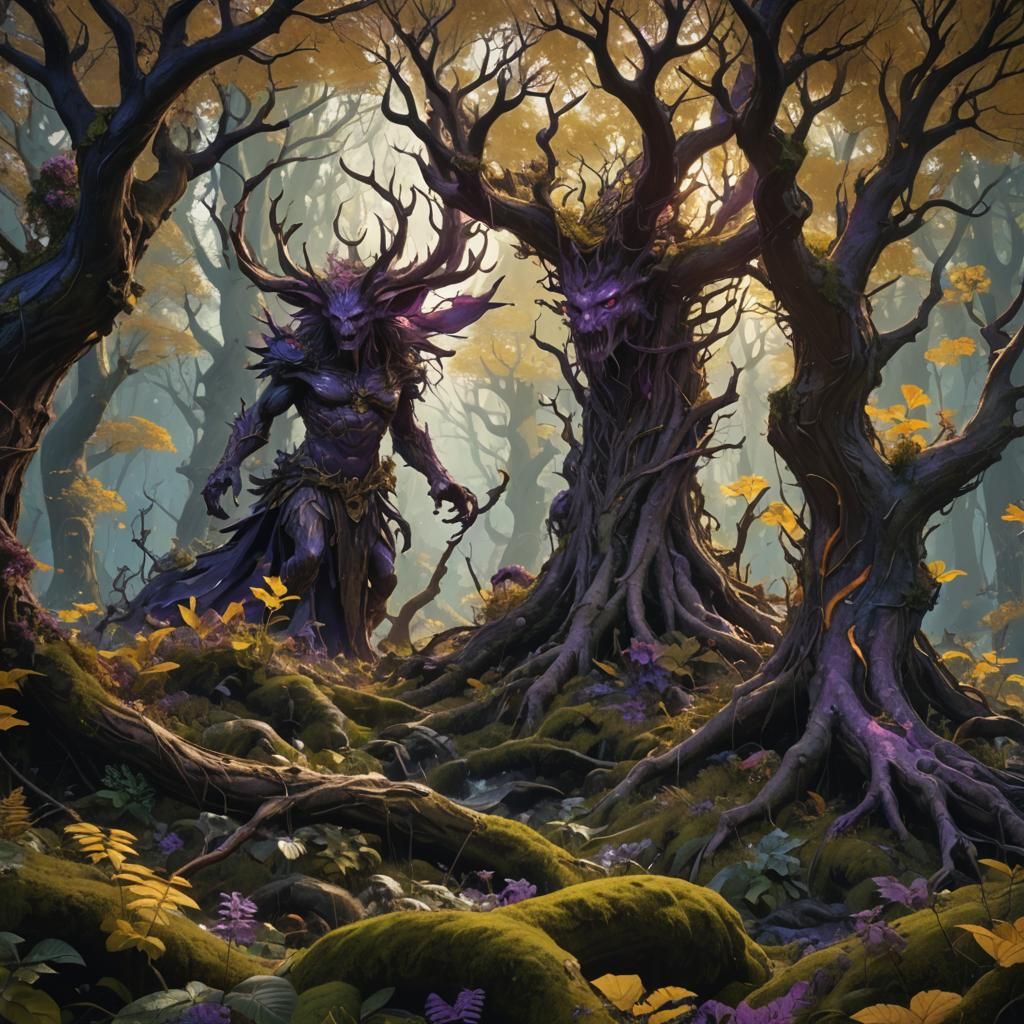 hyperdetailed demons are ruining the forest of the dryads a masterpiece ...