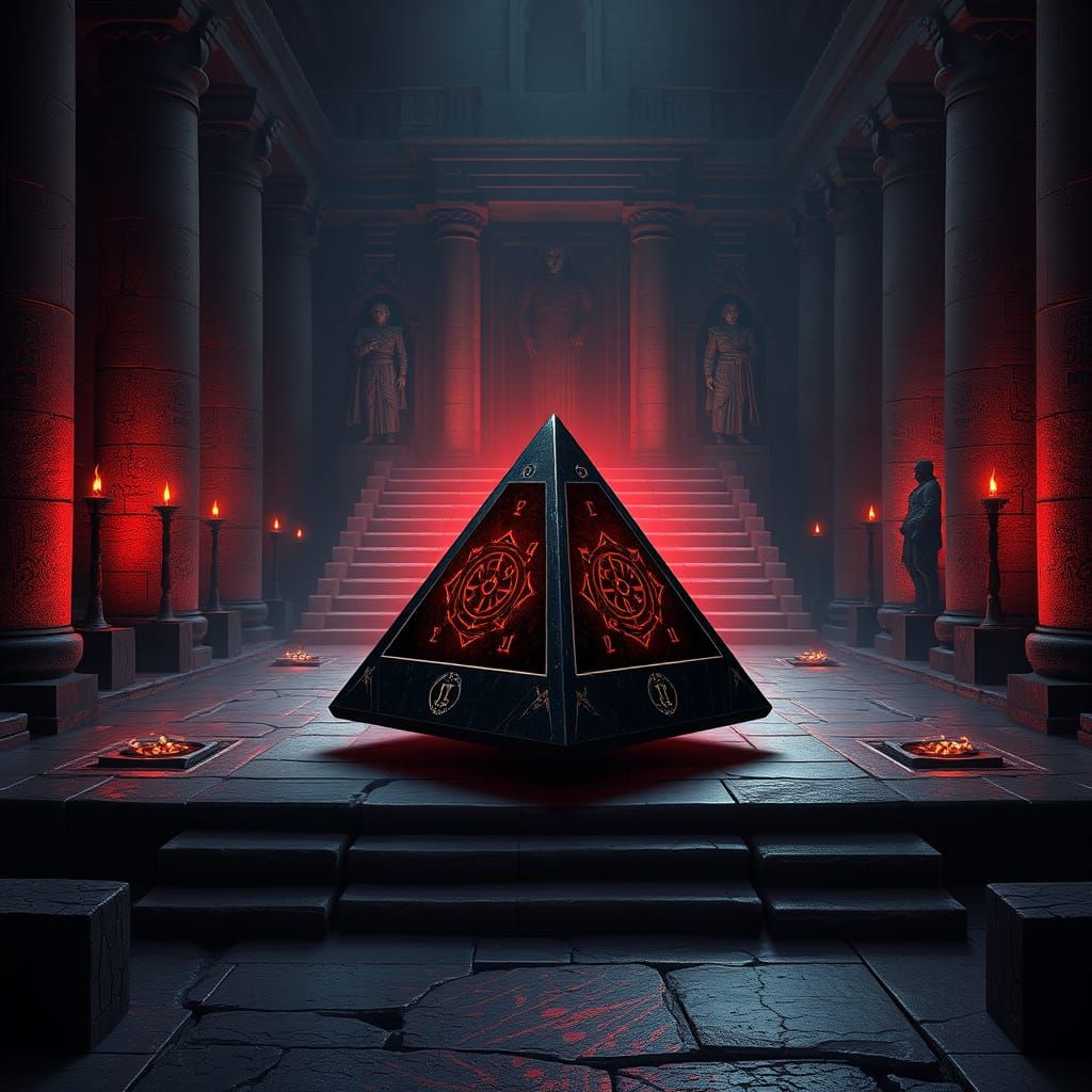 Ancient Sith Temple Holocron in Dark Crimson Aura - AI Art